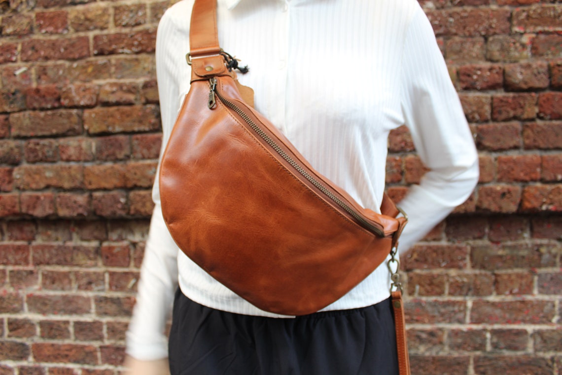 Tan Leather Fanny Pack: Mediterranean Style Chest Bag - Etsy
