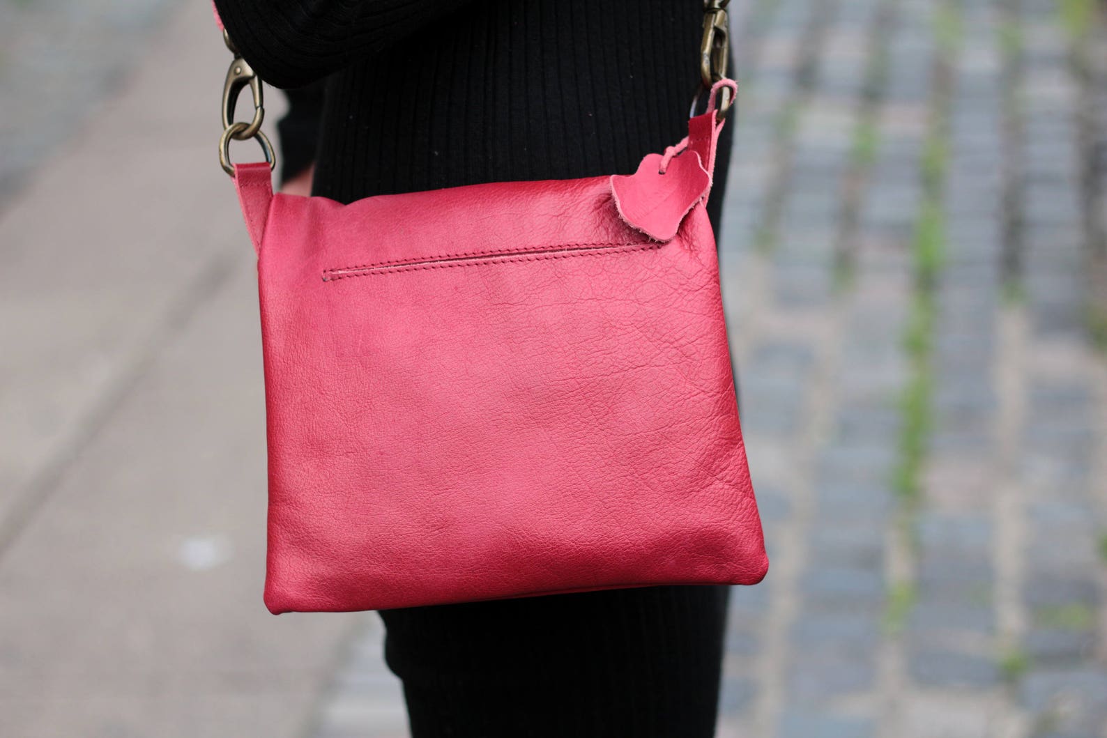Mini Dublin Clip Bag Red Leather Flap Over Across Body Kiss - Etsy