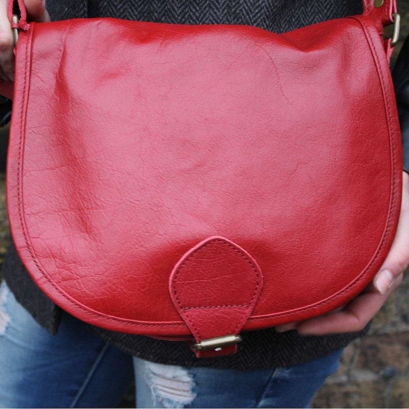 Red Leather Bag - Etsy