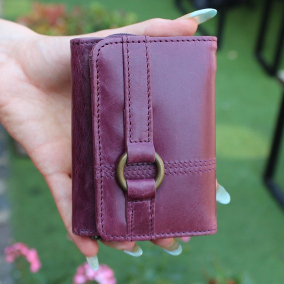 Multi Compartment Small Ring Wallet in Purple Leather - Etsy UK