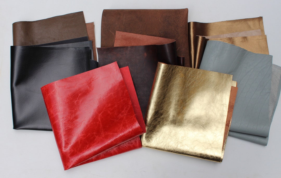 Leather Swatches 40cms, 6 Pieces, Various Thicknesses, Good Colour ...