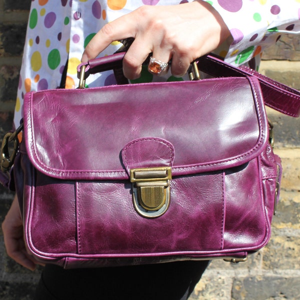Purple Leather Bag - Etsy