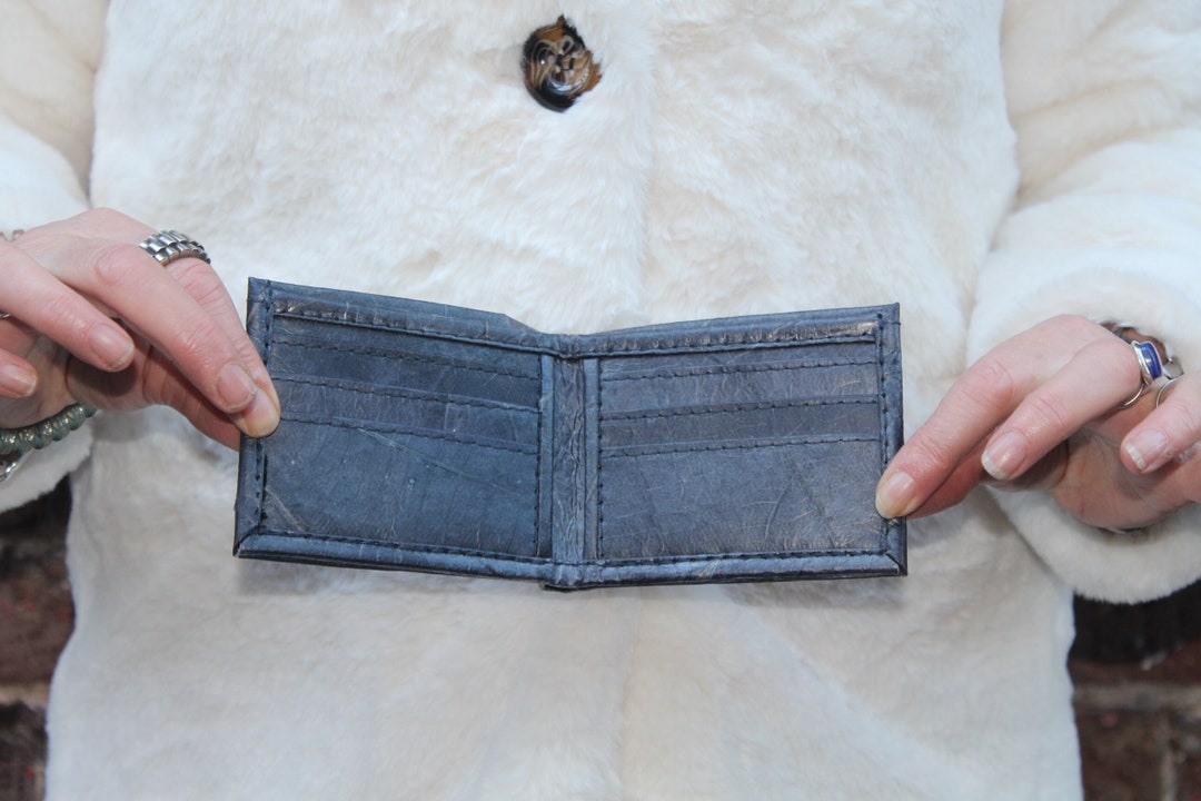 Small Vegan Wallet Blue, Card and Notes Wallet, Teak Leaf Eco Friendly ...