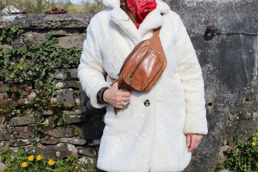 Tan Leather Bum Bag: Adjustable Buckled Hip Fanny Pack - Etsy