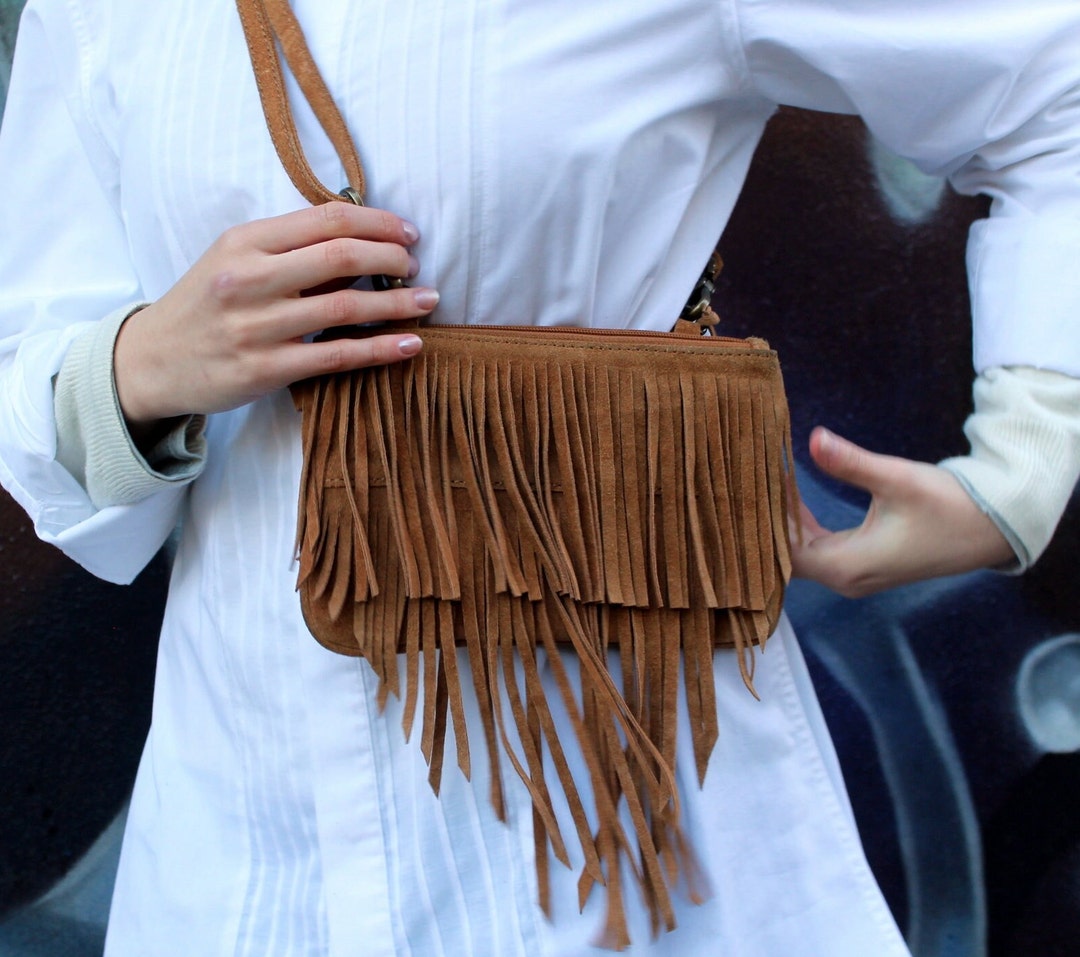 Tassel Bag Tan Suede, Fringy Bag, Small Cross Body Bag, Mini Bag ...