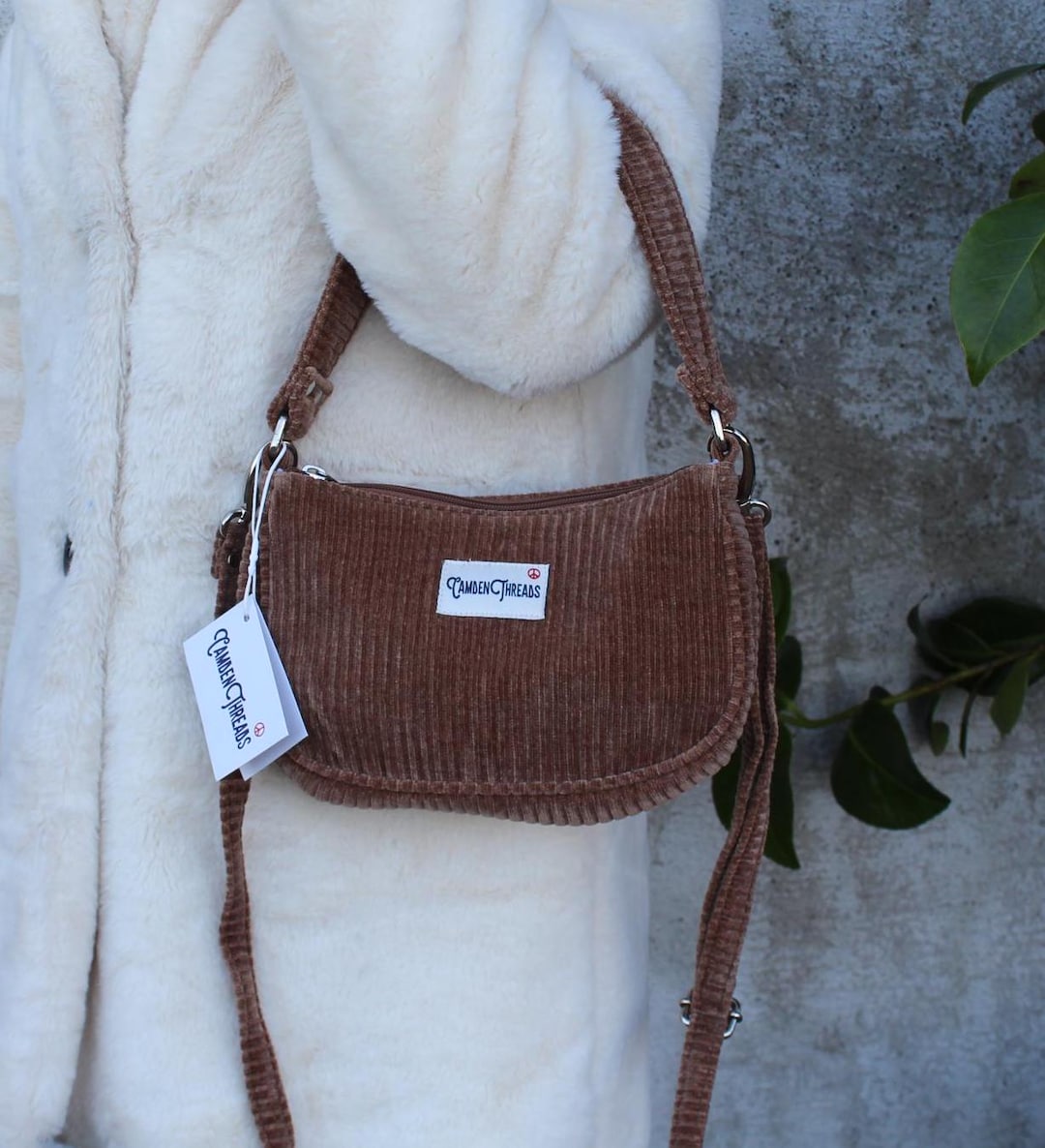 Corduroy Crossbody Bag: Tan Beige Shoulder Bag With Silver Hardware - Etsy