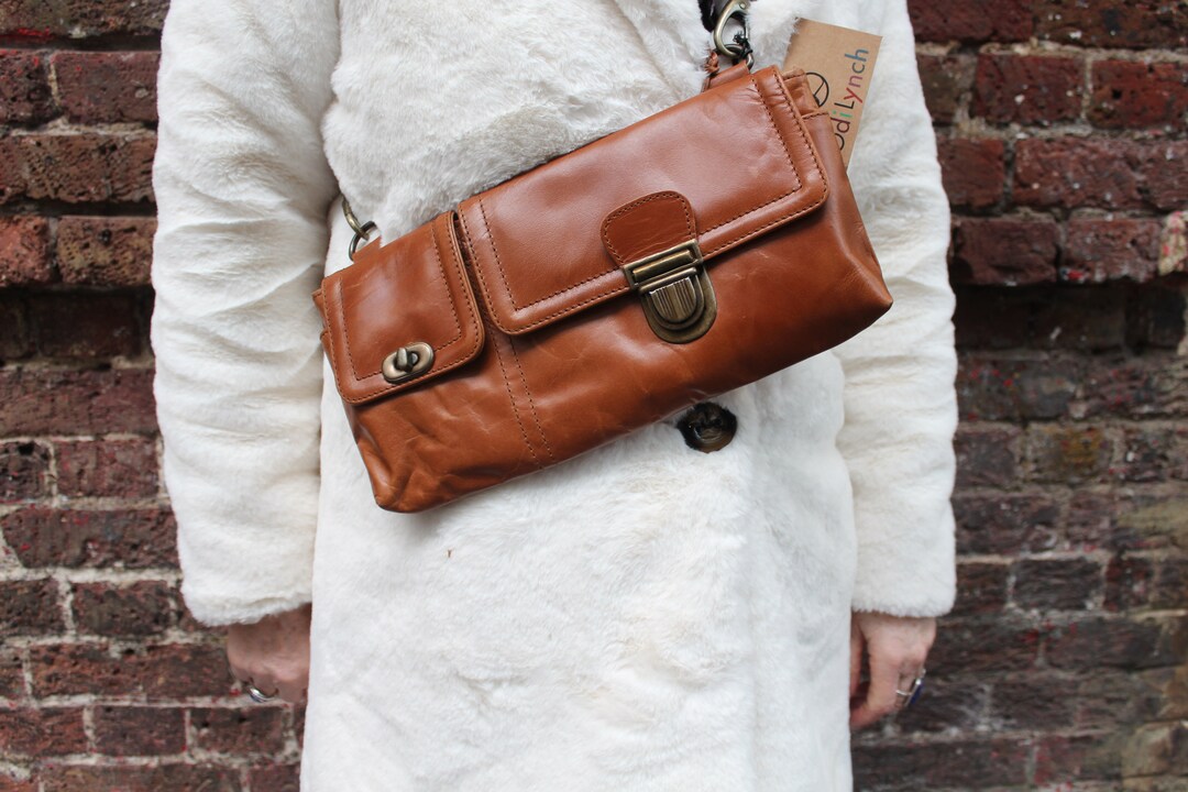 Tan Leather Crossbody Bag: Convertible Belt Bum Bag With Compartments ...