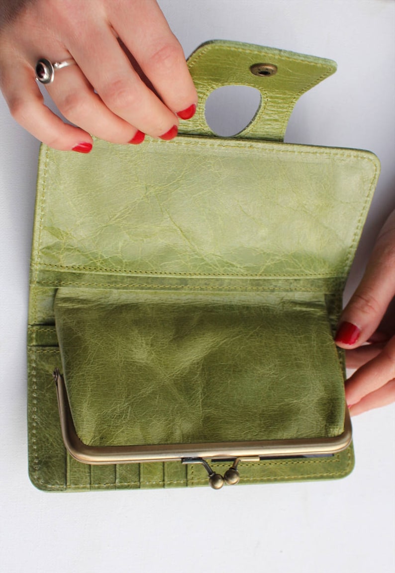 Clip Lock Wallet Large Wallet EVANNA Clip Frame Apple Green - Etsy