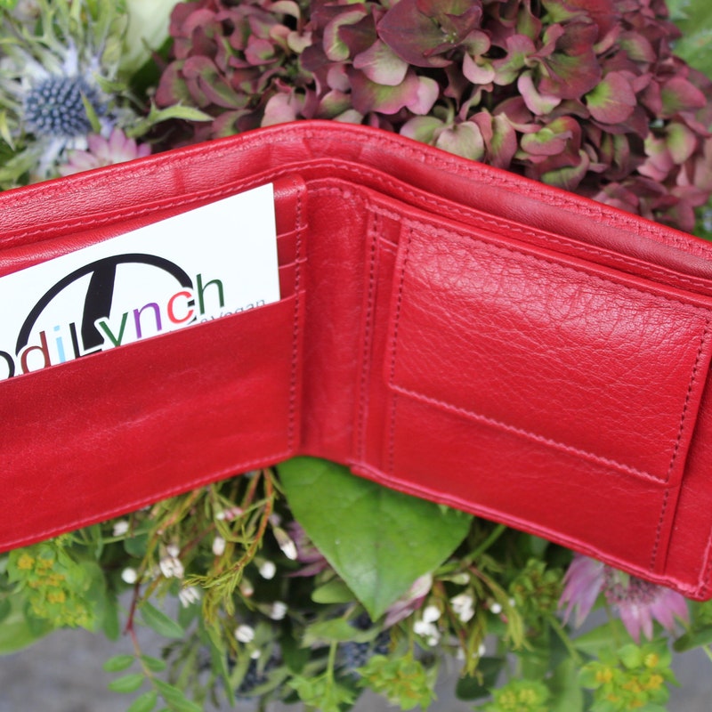 Red Leather Wallet - Etsy