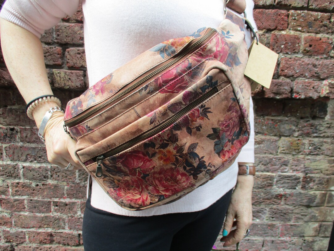 Floral Leather Giant Fanny Pack: Oversized Wraparound Bumbag - Etsy