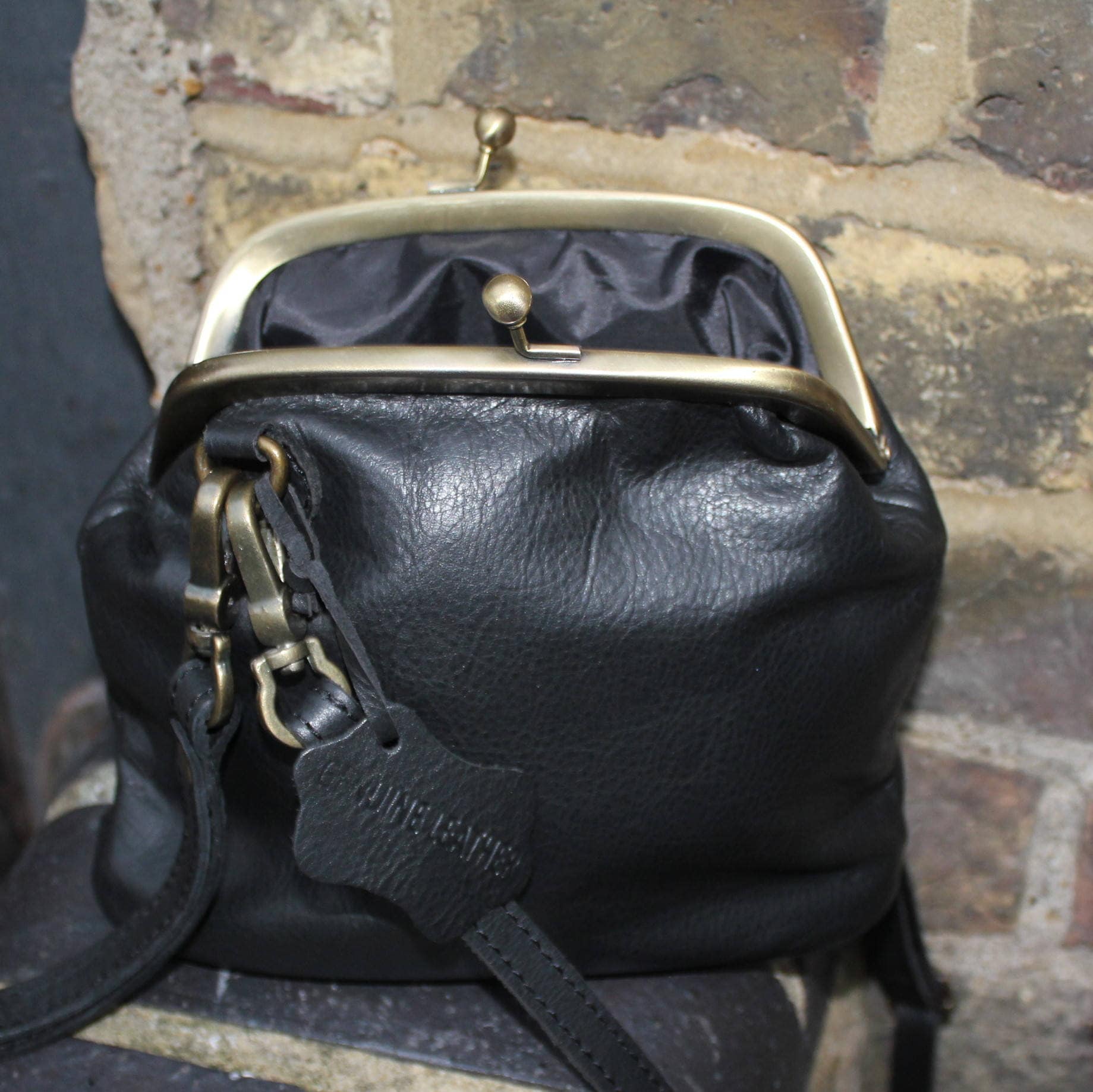 Small Clip and Clutch Black Leather Bag Evanna Floor Bag - Etsy UK