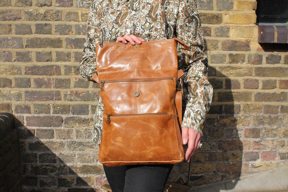 Amelie Convertible Backpack Tan Scrunchy Leather Multiway - Etsy