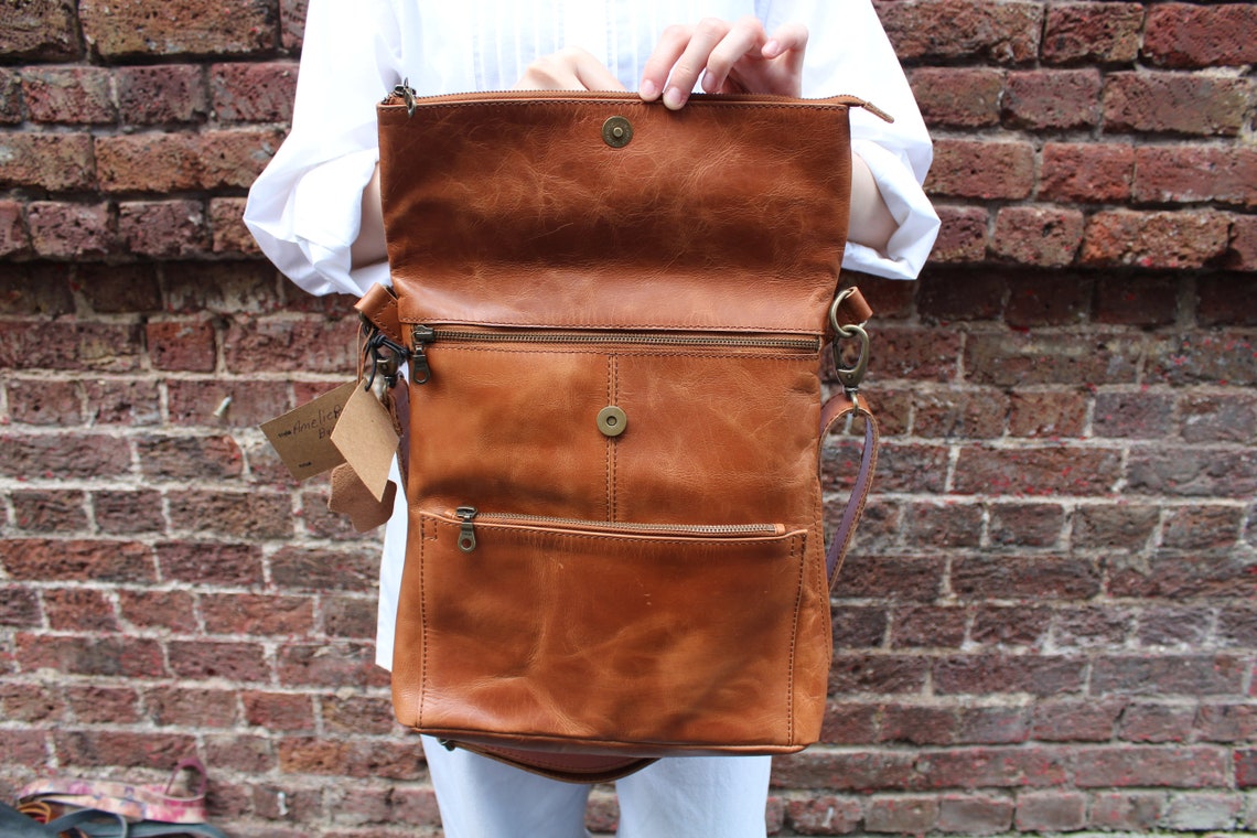 Amelie Convertible Backpack Tan Scrunchy Leather Multiway - Etsy