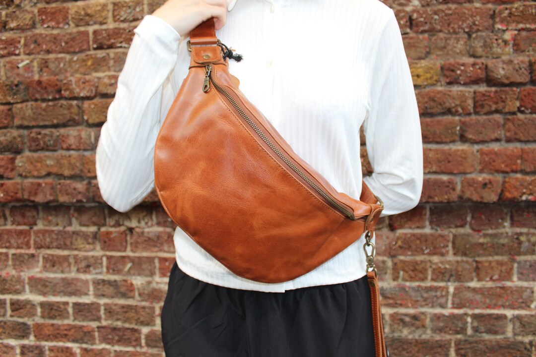 Tan Leather Fanny Pack: Mediterranean Style Chest Bag - Etsy