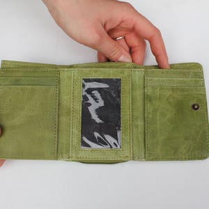 Apple Green Leather Trifold Wallet: Ring Accent, Card Slots - Etsy