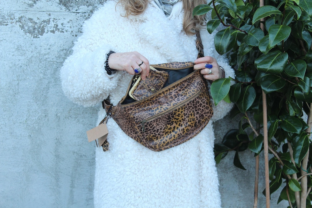 Giant Leopard Print Leather Fanny Pack: Double Zipped Bum Bag - Etsy