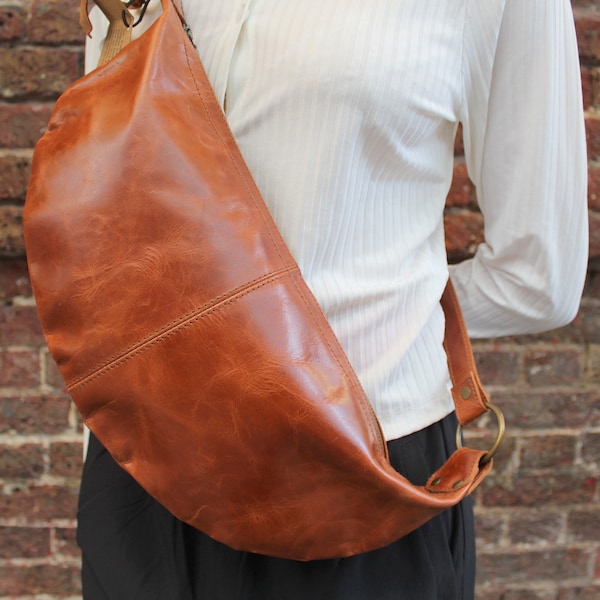 Leather Moon Bag - Etsy UK