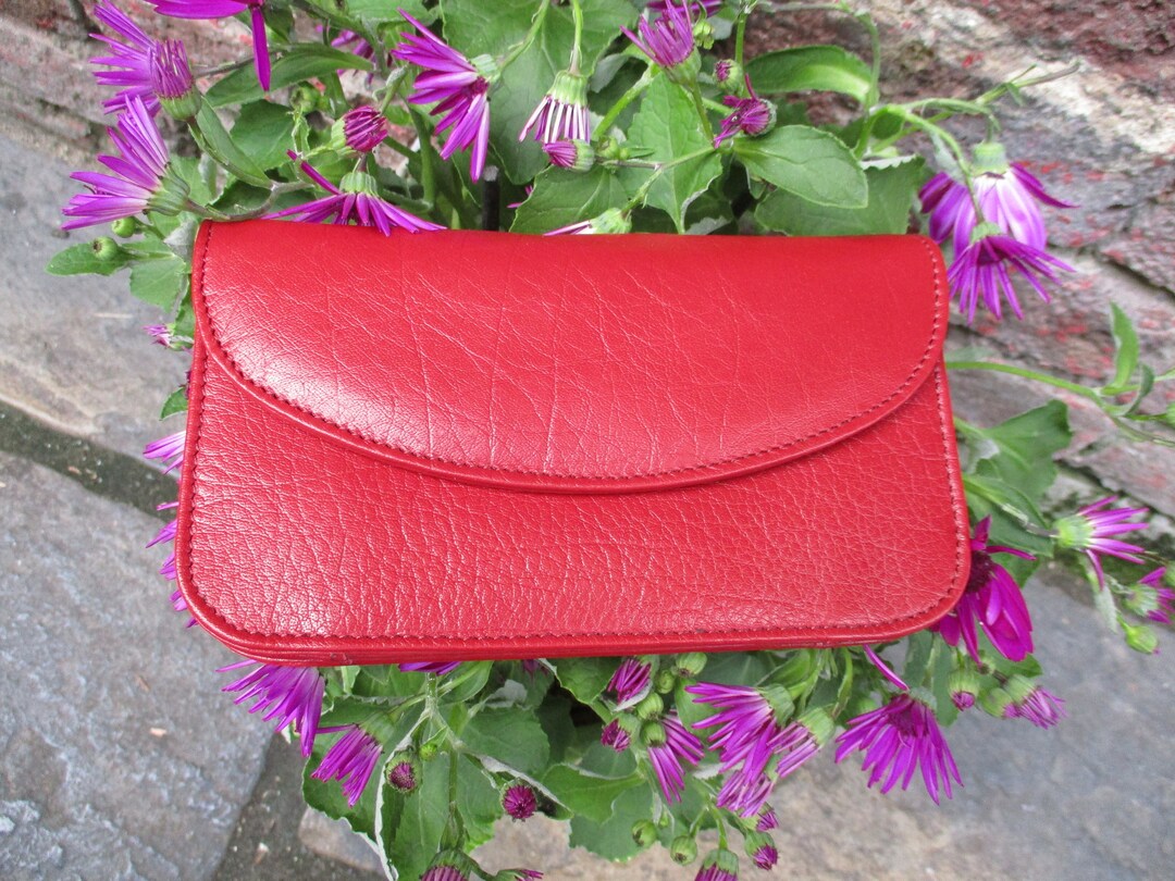 German Wallet, Red Leather, Many Compartments, Slim Wallet but Roomy ...