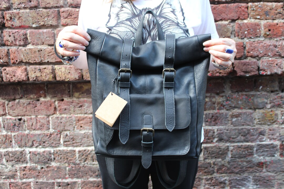 Buckled Backpack, Rucksack Black, Soft Leather Buckled Backpack, Great ...