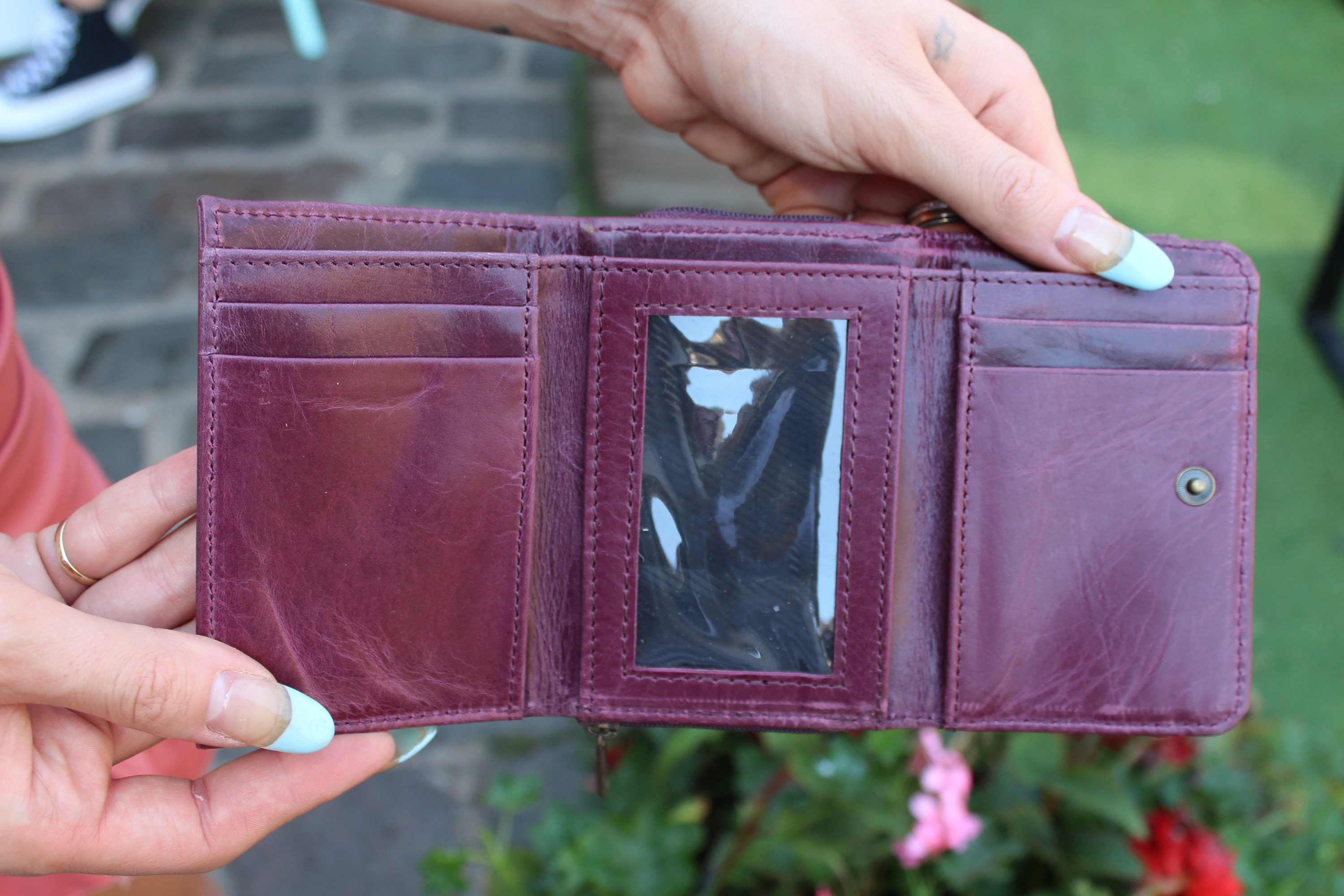 Multi Compartment Small Ring Wallet in Purple Leather - Etsy UK