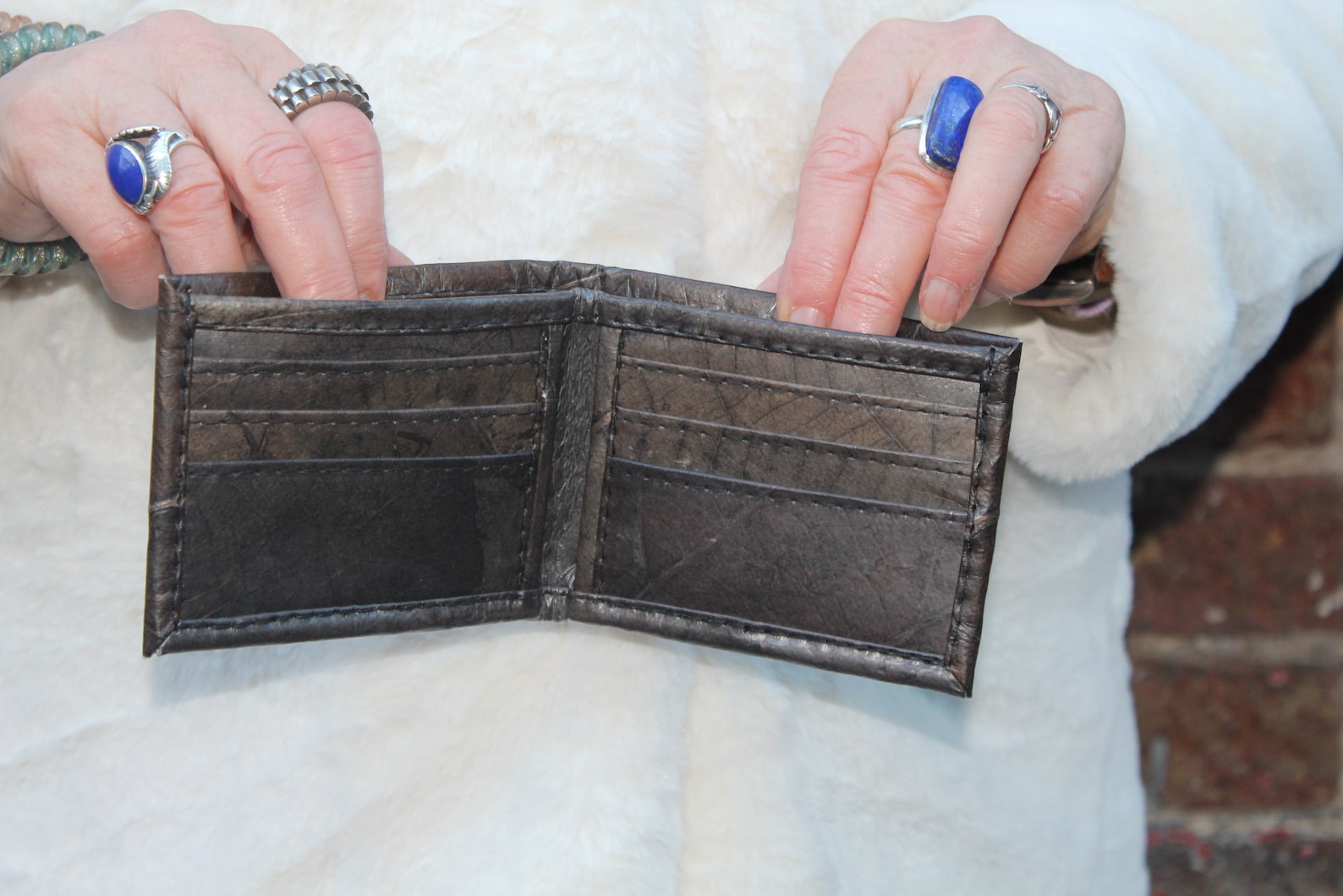 Charcoal Vegan Wallet Teak Leaf Bifold Wallet Sustainable - Etsy