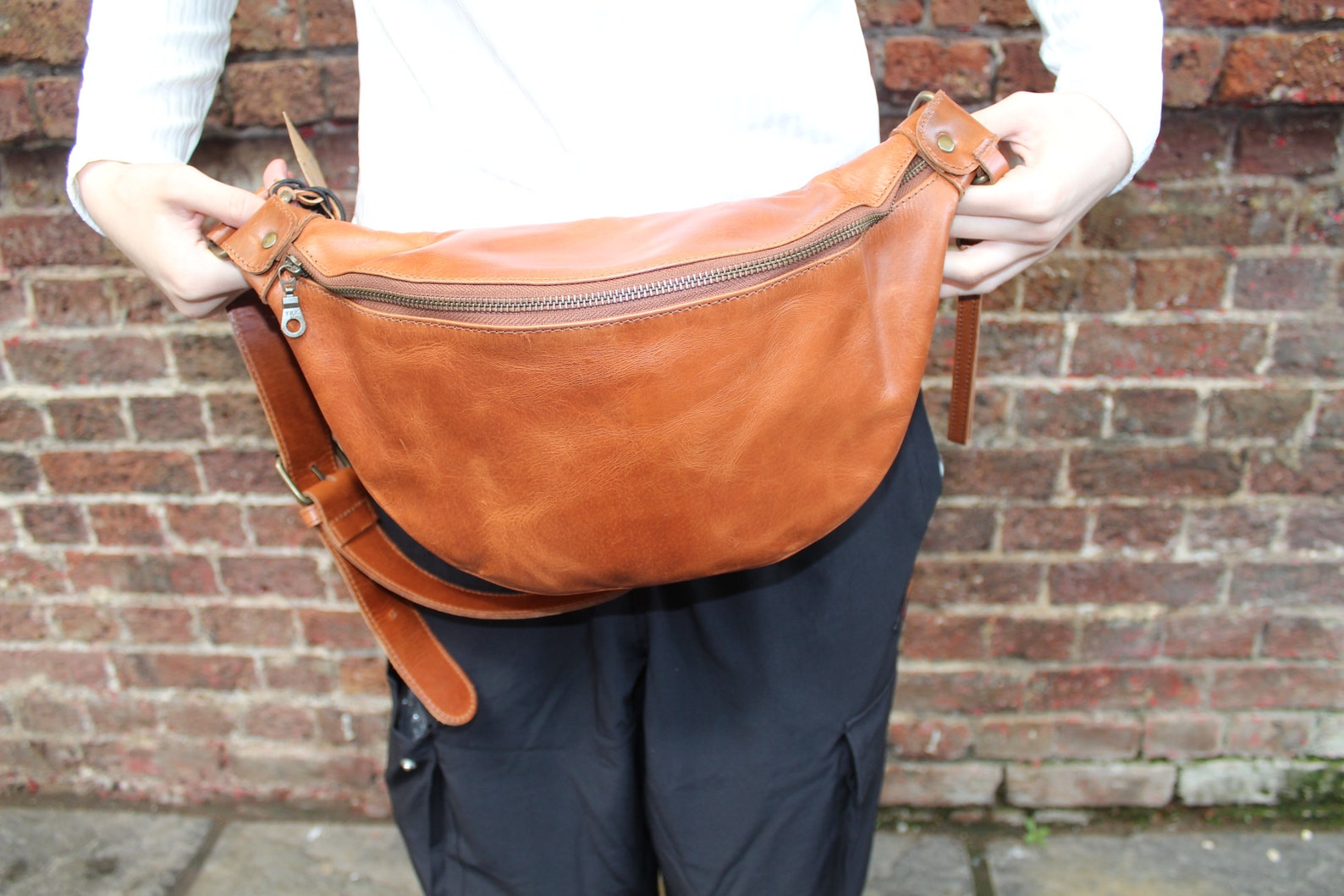 Tan Leather Fanny Pack: Mediterranean Style Chest Bag - Etsy