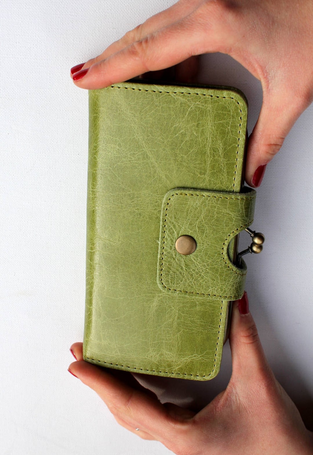 Clip Lock Wallet, Large Wallet EVANNA, Clip Frame Apple Green, Clutch ...