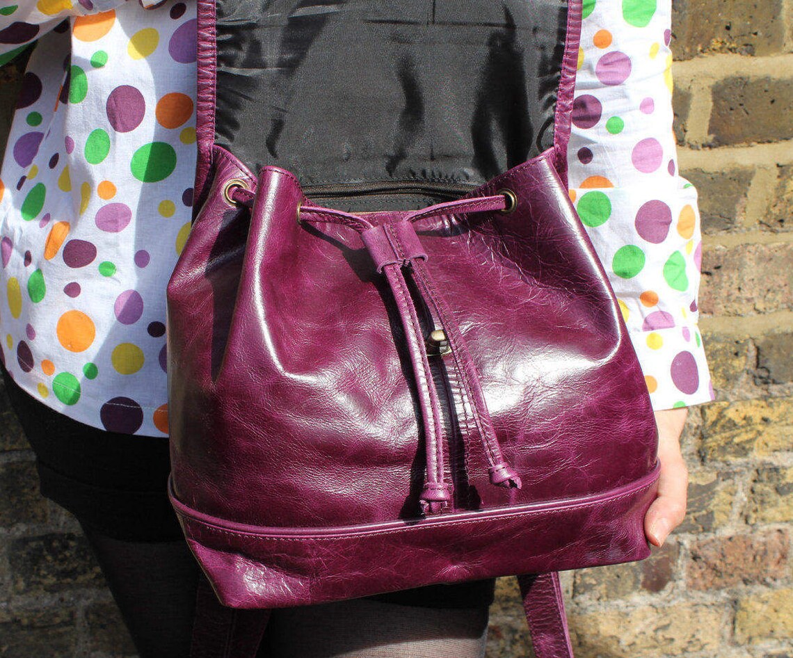 Small Purple Backpack Barcelona Leather Mini Rucksack with | Etsy