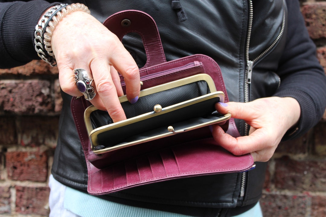 Extra Large Big Fat Wallet, Purple Leather With Multi Compartments ...