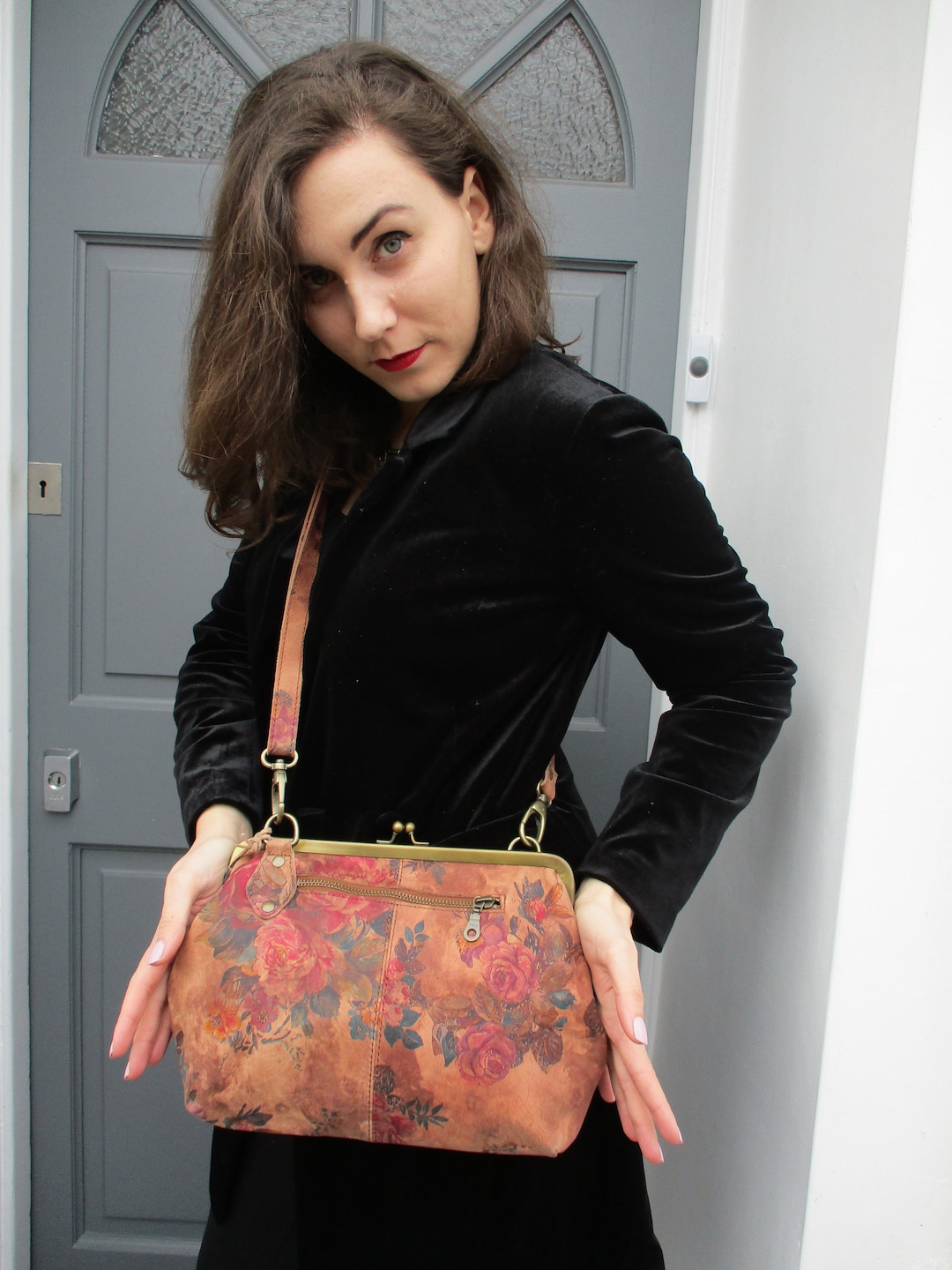 Clip Bag Cross Body, Layla, Floral Pattern Handbag, Leather Bag ...
