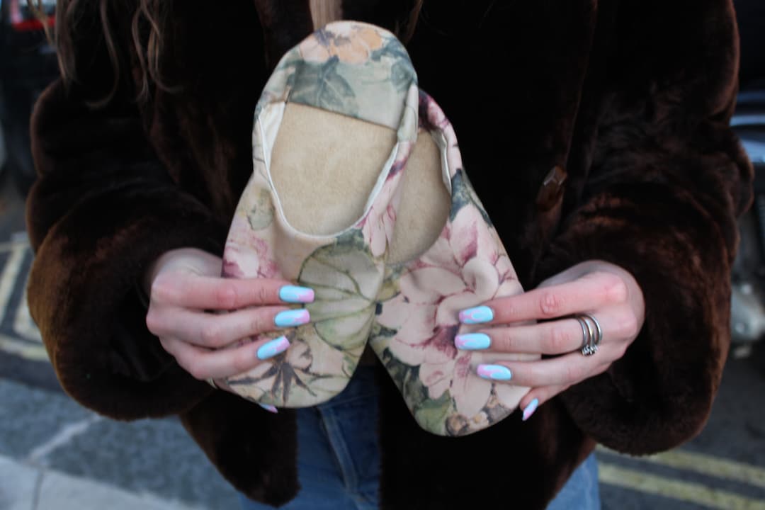 Italian Leather Slippers Floralprinted Soft and Cosy House Shoes ...
