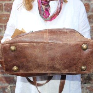 Worn Look Leather Shoulder Bag: Large Brown Kiss Lock Clip Purse - Etsy