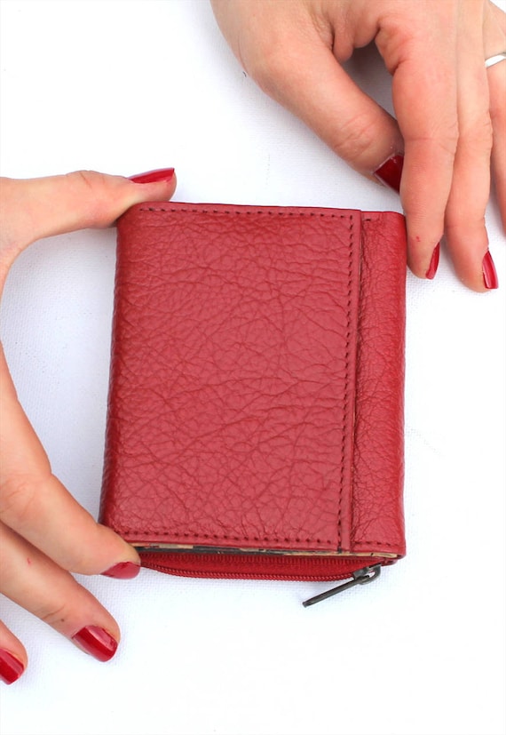 Small Grande Red and Spanish Floral Leather Trifold Wallet - Etsy