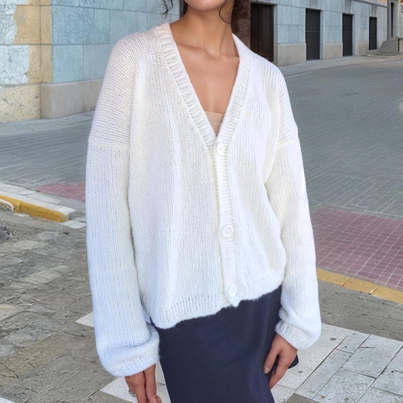 White Fluffy Long Cardigan - Etsy