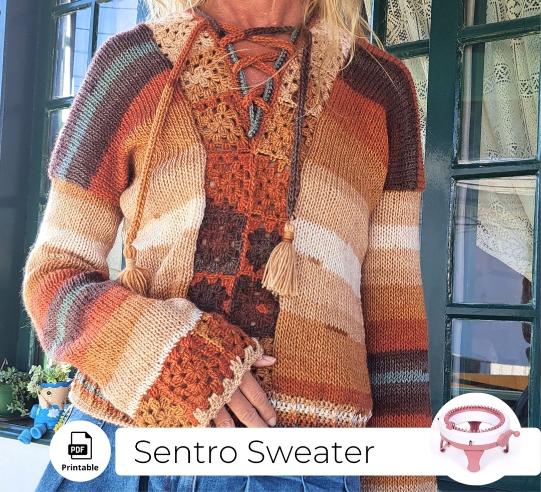 Sentro Knitting Machine Sweater PDF Pattern Addi King Knit Jumper With ...