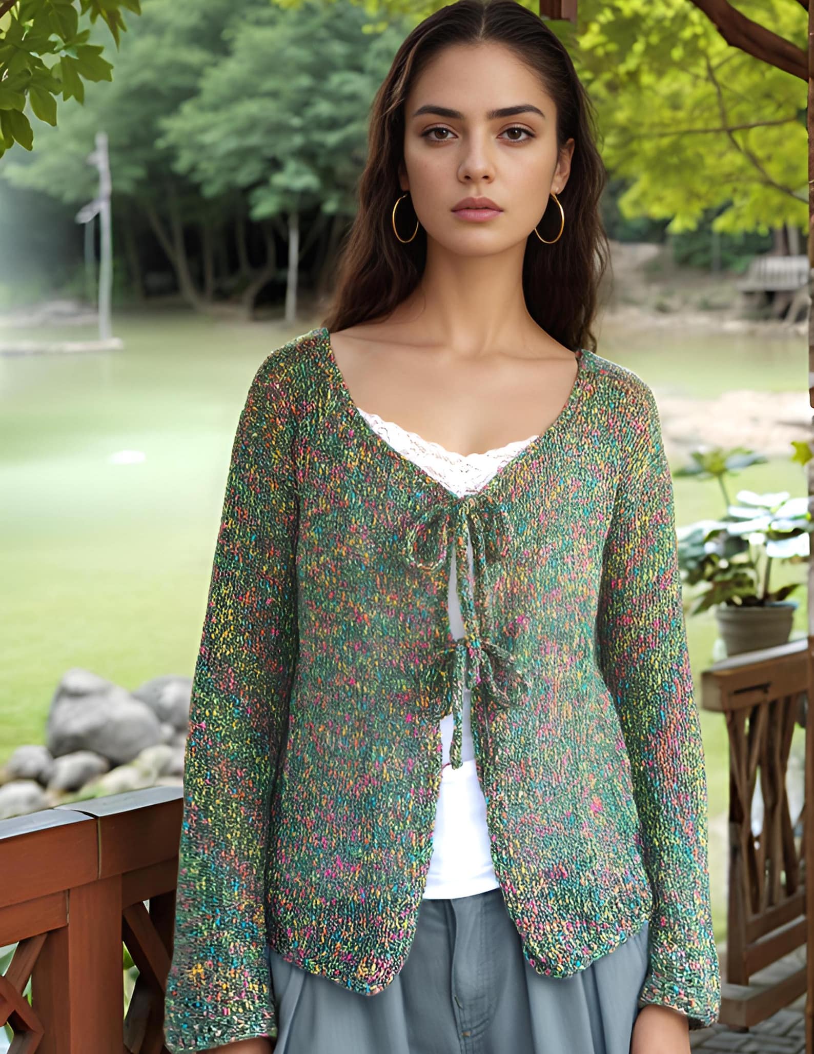 Sentro Knitting Machine Cardigan Sweater With Bow Ties PDF Pattern ...