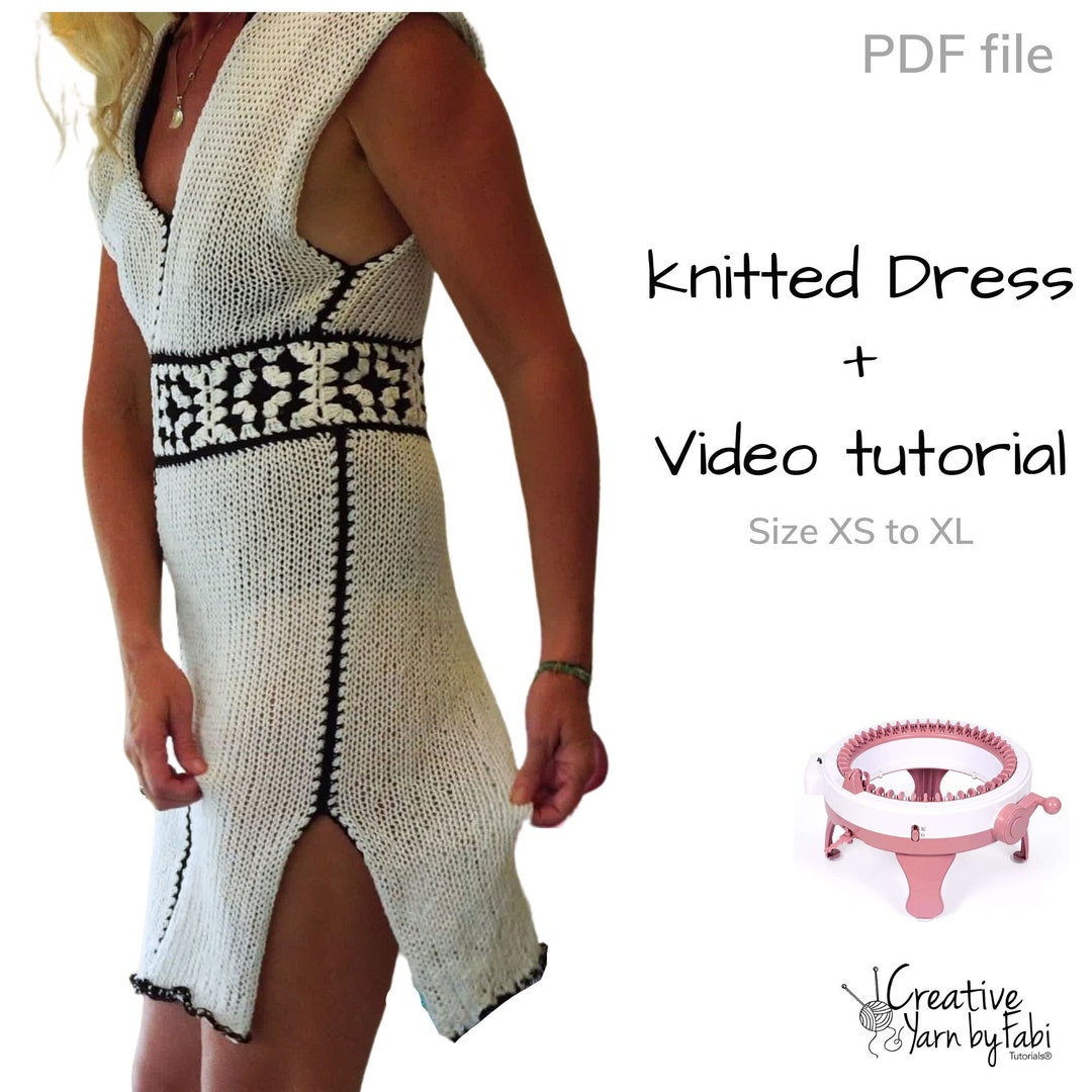 Dress for Women Sentro 48 Knitting Machine PDF Pattern CKM Tutorial ...