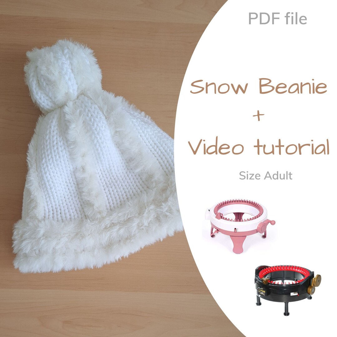 Snow Knitted Beanie Pattern Using Sentro or Addi Circular - Etsy
