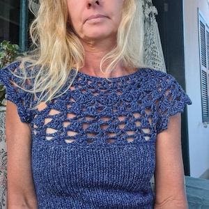 Sentro or ADDI Kingsize Knitted Top PDF Pattern With Crochet Yoke! Easy ...