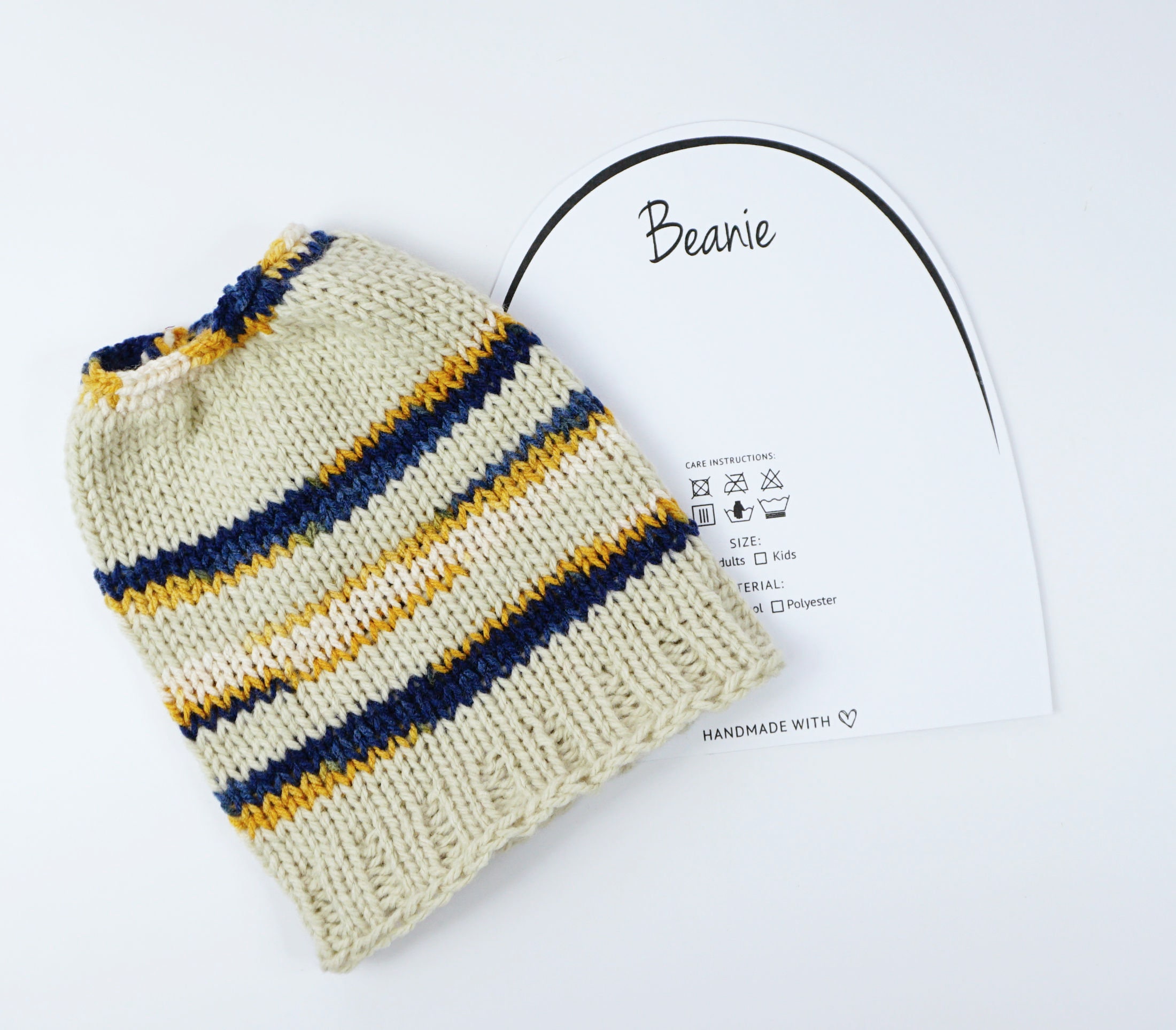 Printable Beanie Hat Insert Card Template - Ponytail Bun Display ...