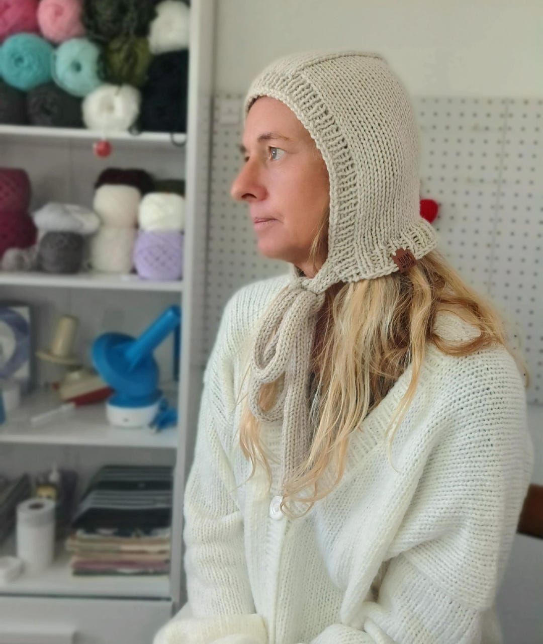 Bonnet Hood Pattern Sentro or Addi King - Women Custom Knit Beanie With ...