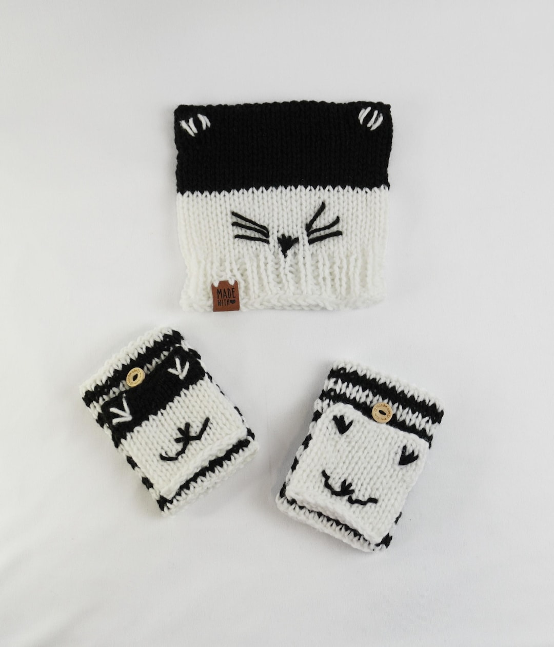 Cat Face Mittens Pattern for Addi King or Sentro 48, Circular Knitting ...