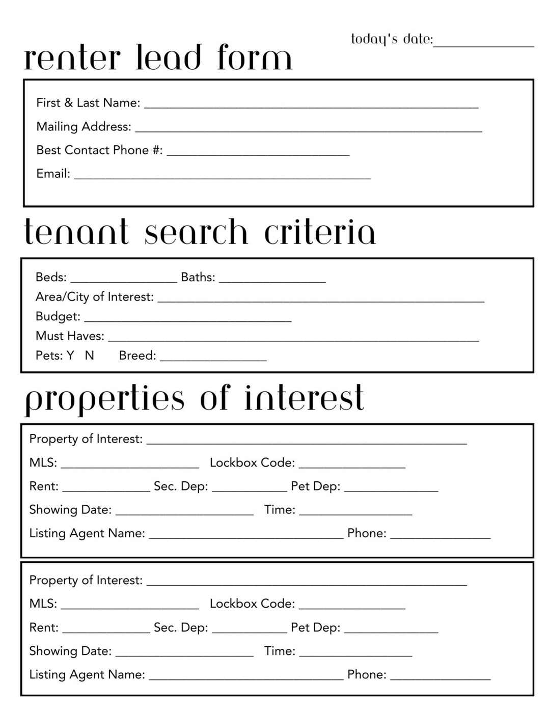 Renter Lead Form - Etsy