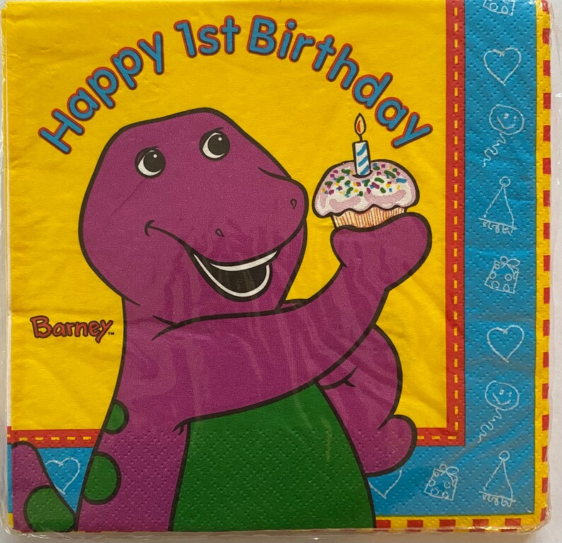 Barney Happy 1st Birthday Large Napkins 16ct - Etsy