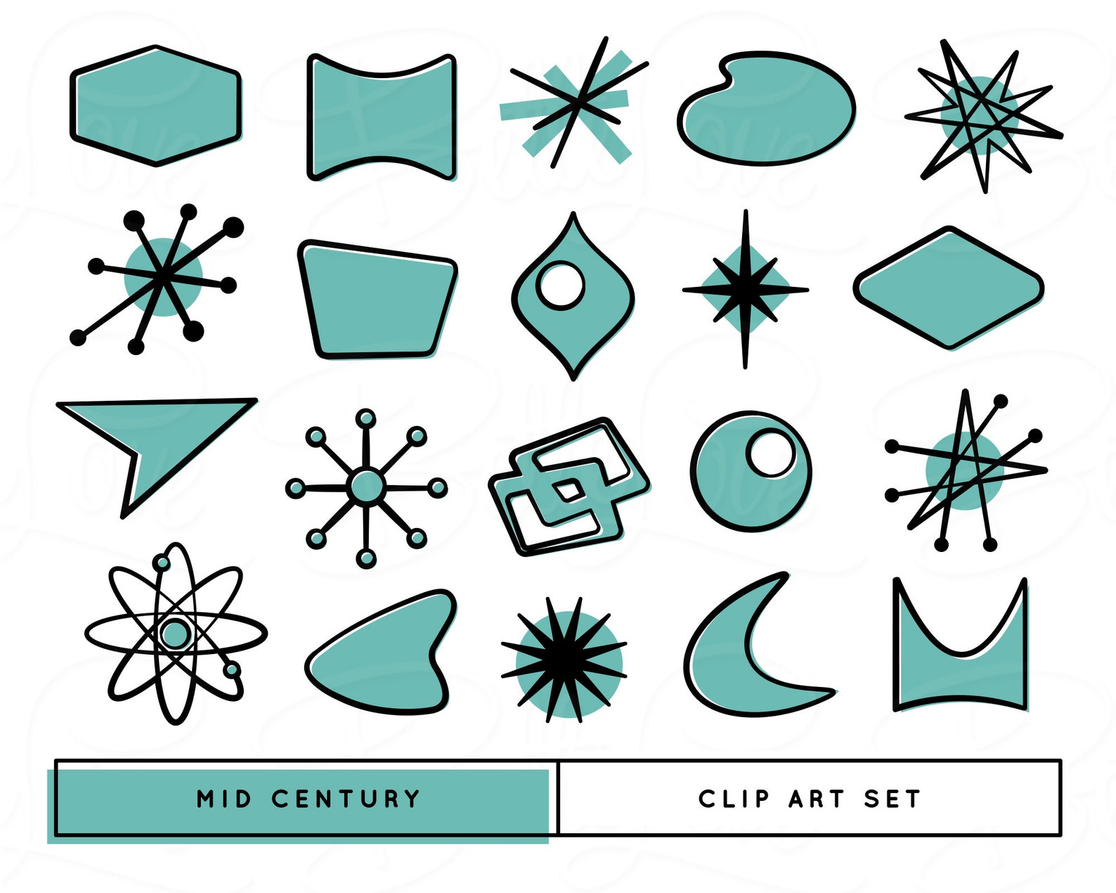 Retro Clip Art Retro Journal Pages Mid Century Digital - Etsy