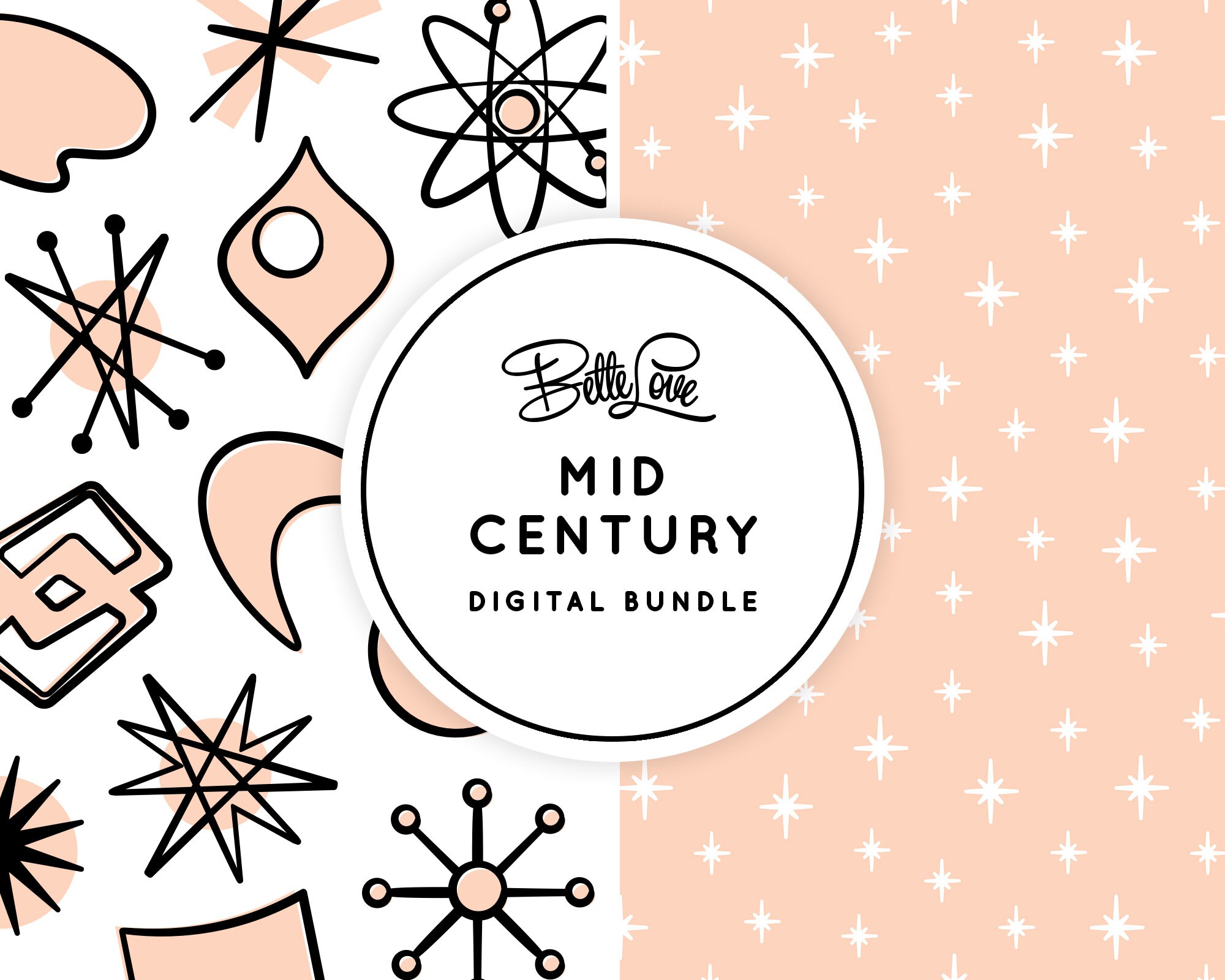 Retro Clipart Mid Century Icons Retro Signs Clip Art 1950s Clip Art Mid ...