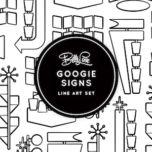 Googie Signs Line Art Retro Clipart Mid Century Modern Cricut Cutter ...