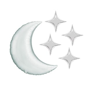 Silver Moon and Star Balloons Moon Balloon Twinkle Twinkle - Etsy