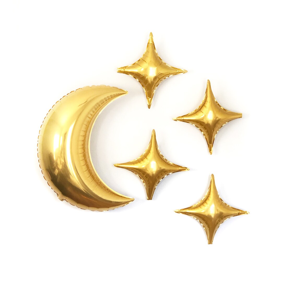 Gold Moon and Star Balloons, Moon Balloon, Twinkle Twinkle Little Star ...