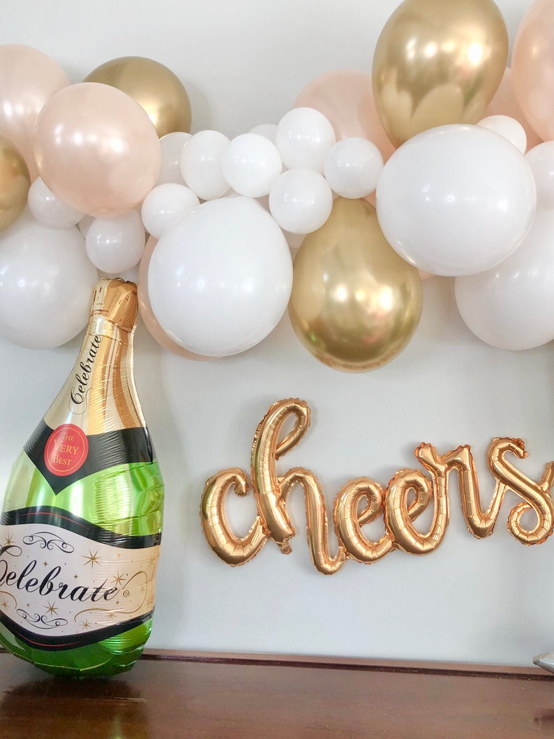 Gold Balloon Garland Kit Champagne Bottle Balloon Cheers | Etsy